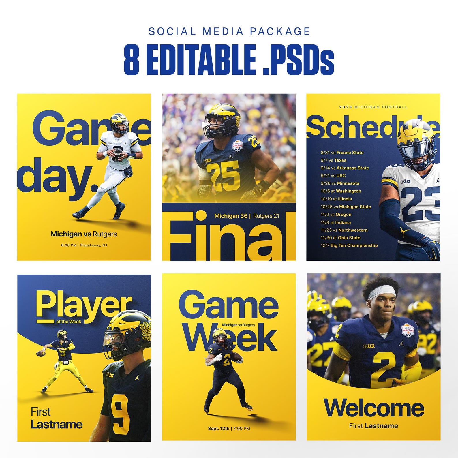 Sports Photoshop Templates Social Media - Schedule, Gameday, Score, and ...
