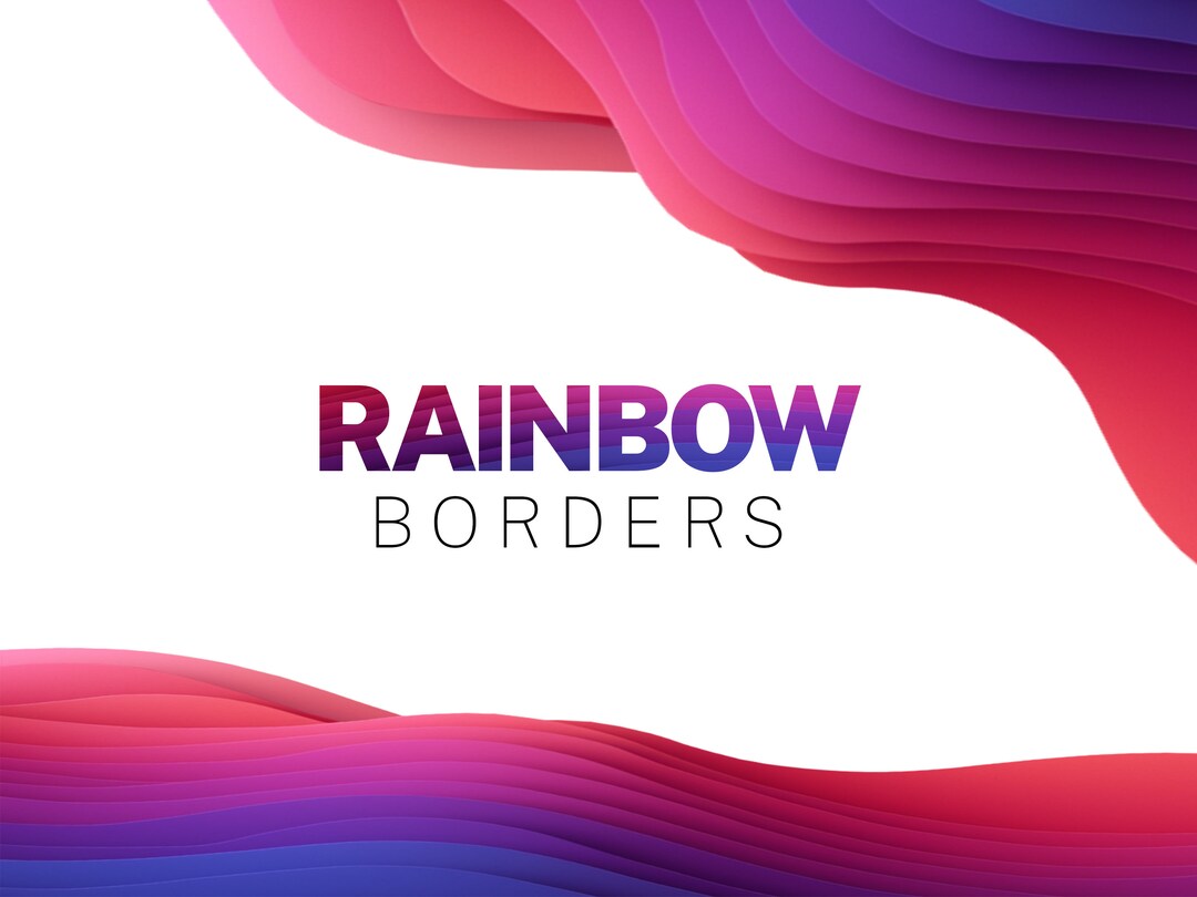 Rainbow Gradient Borders, Digital PNG Overlays, Instant Download for ...