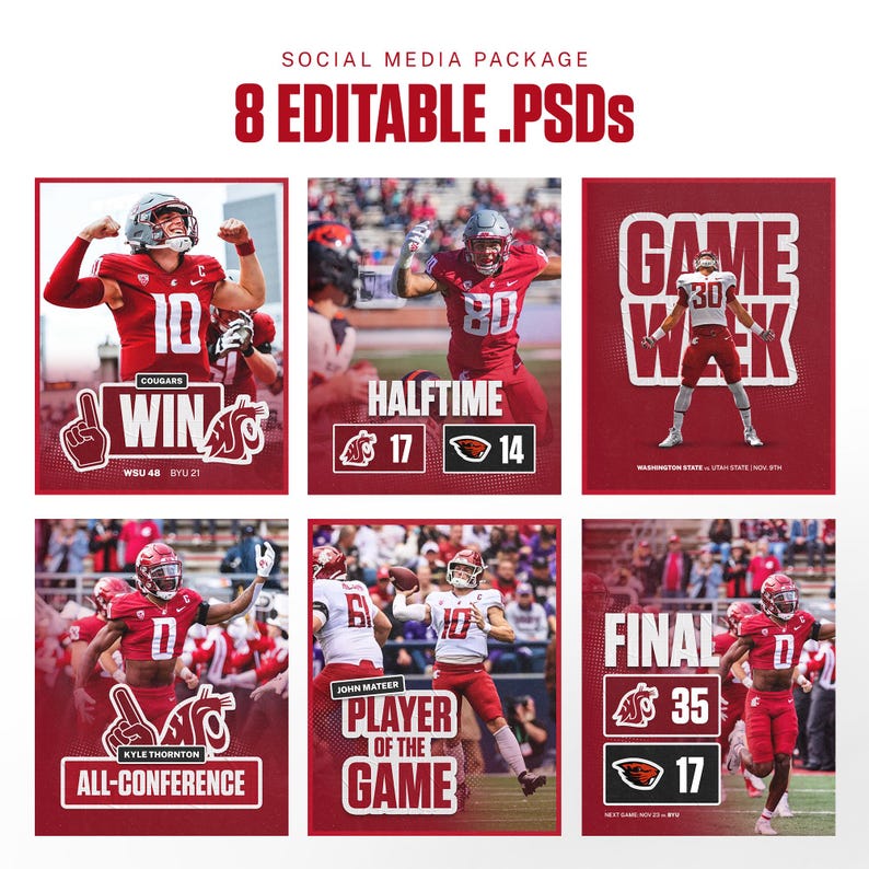 Sports Photoshop Templates for Social Media - Final Score, Schedule ...