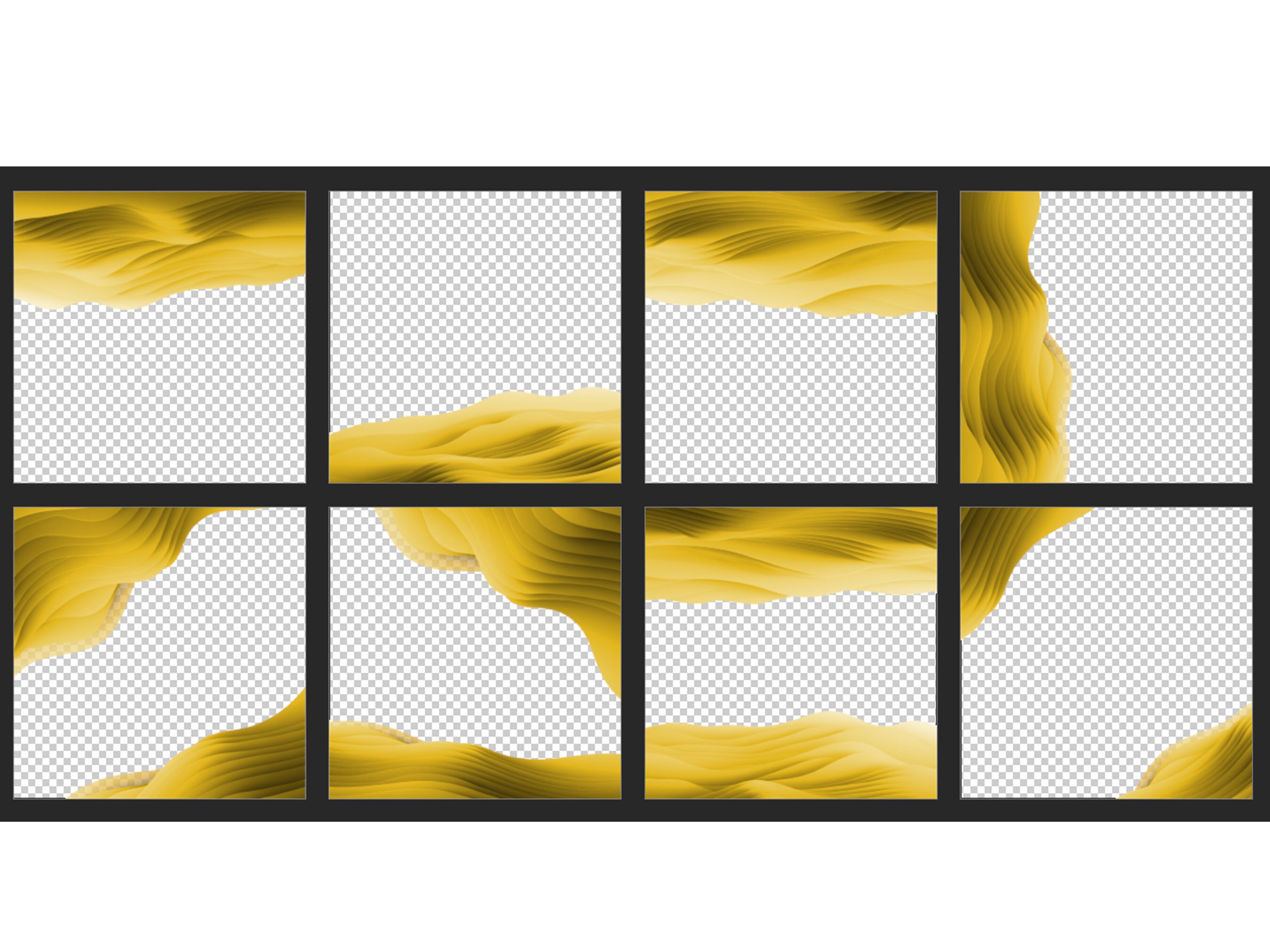 Yellow Gradient Borders, Digital PNG Overlays, Instant Download for ...