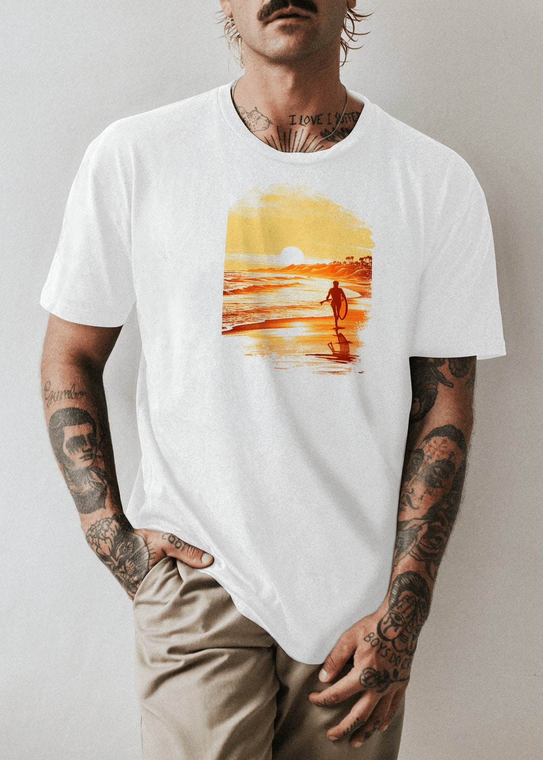 Sunrise Surfer Walking Down the Beach T-shirt - Etsy
