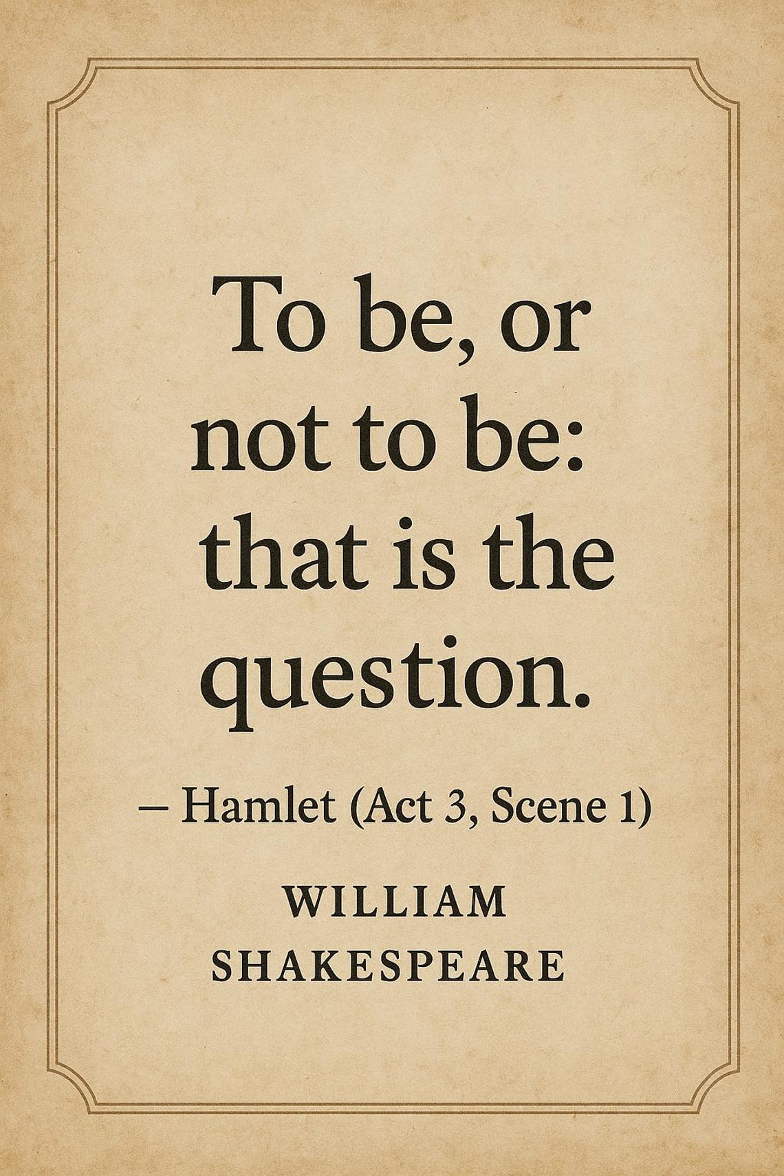 Shakespeare Quote Poster – 'to Be or Not to Be' – Hamlet Wall Art –1 ...