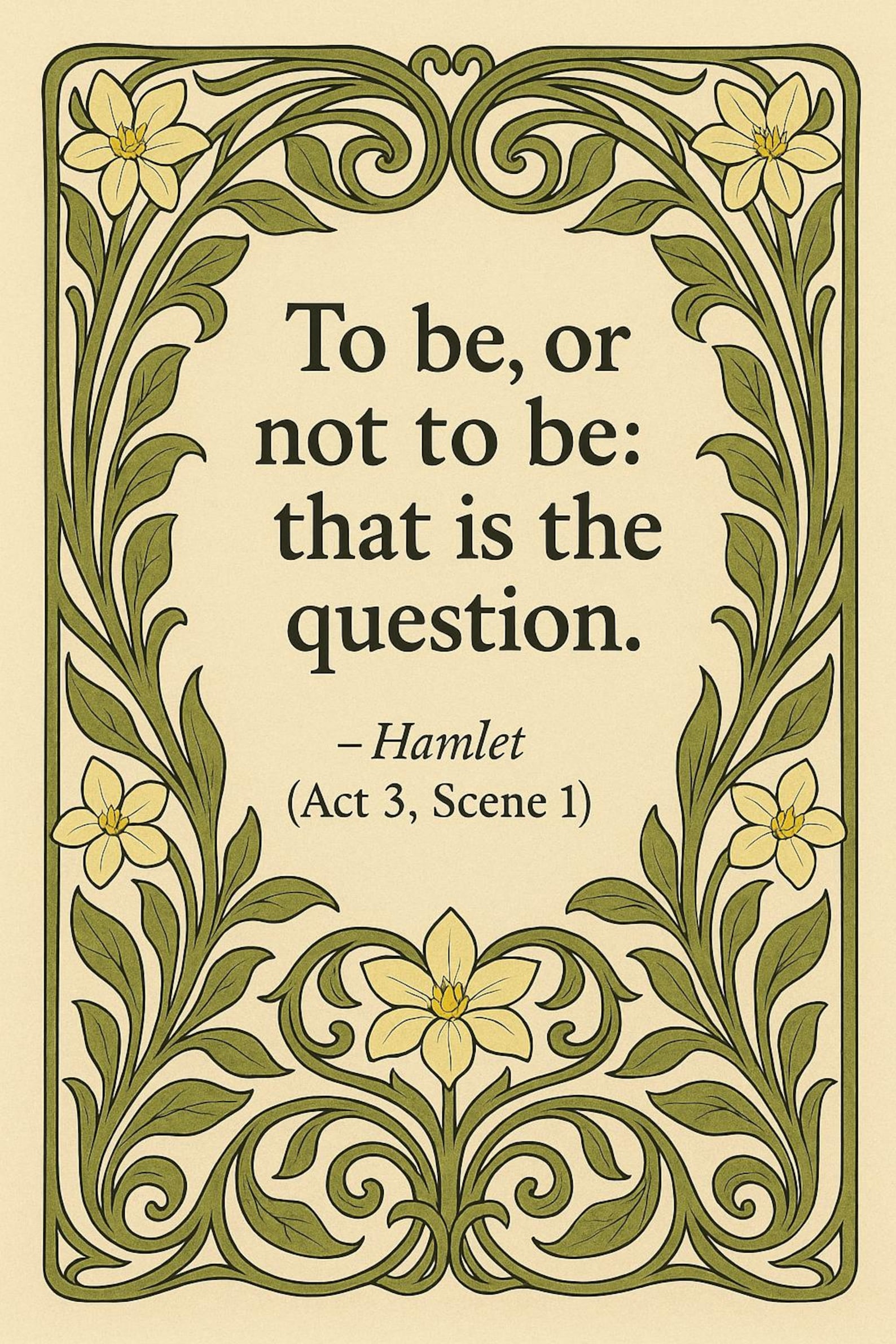 Shakespeare "to Be or Not to Be" Printable Digital Wall Art Bundle of 5 ...