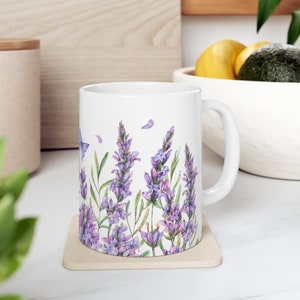 Vintage Lavender Mug | Watercolor Flower Field Mug | Coffee Mug ...