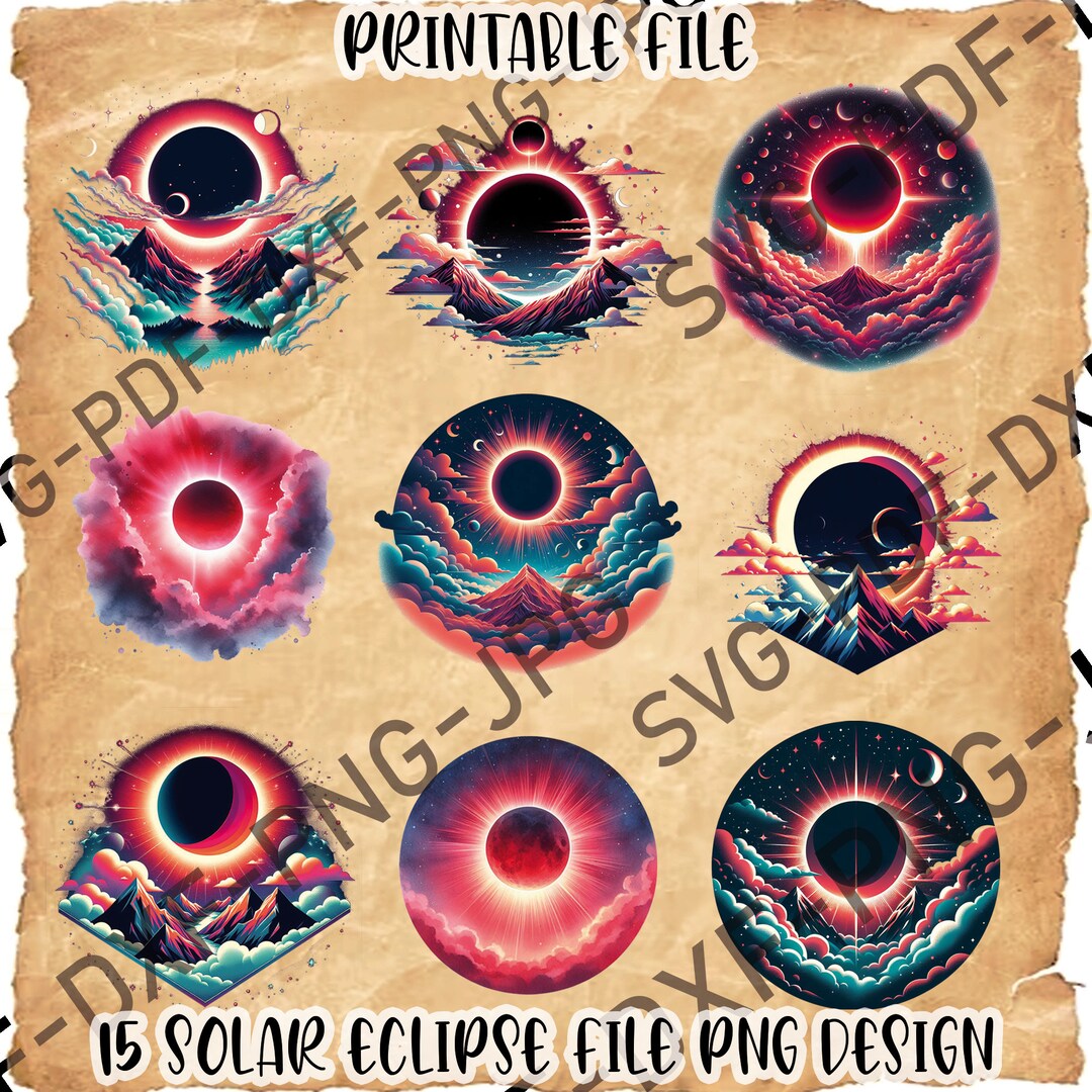 Total Solar Eclipse Customizable PNG 2024 PNG Bundle, Printable Digital ...