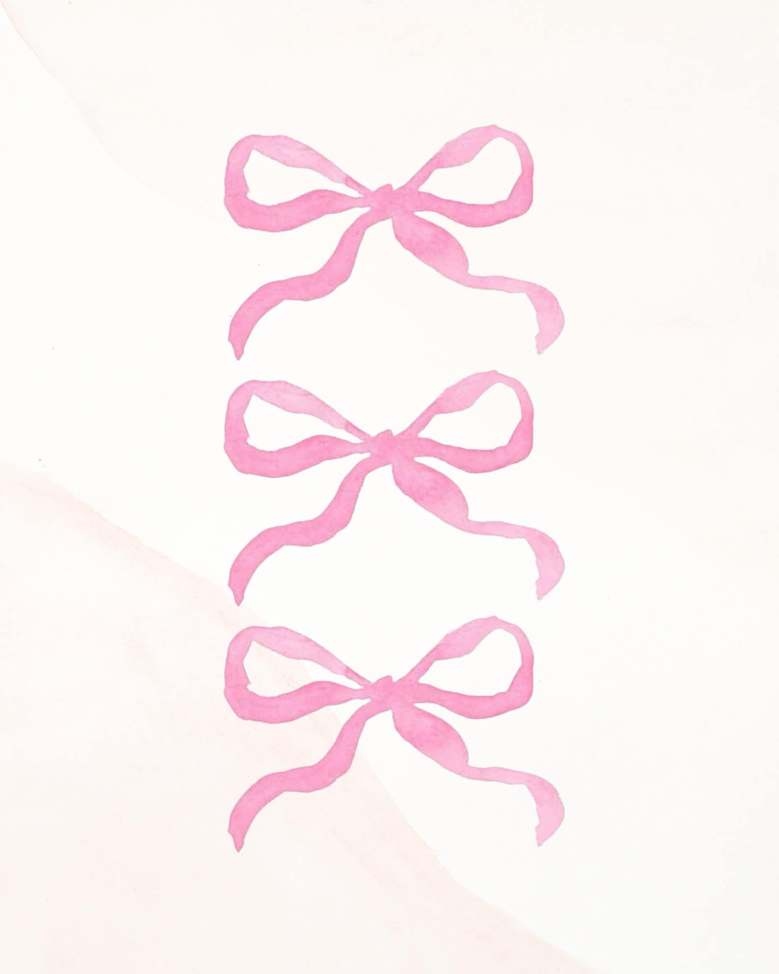 Pink Bow Watercolor Paint Print - Etsy