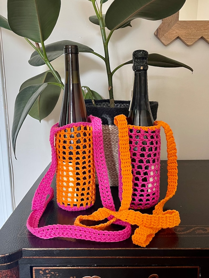 Crochet Wine or Water Bottle Holder - Etsy