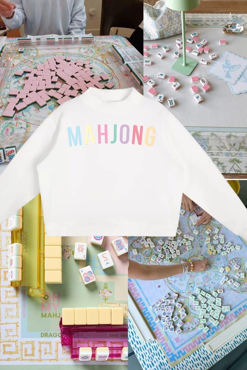 Pastel Mahjong Mock-neck Crew Sweatshirt | MAHJ | Mahjong Social Club ...