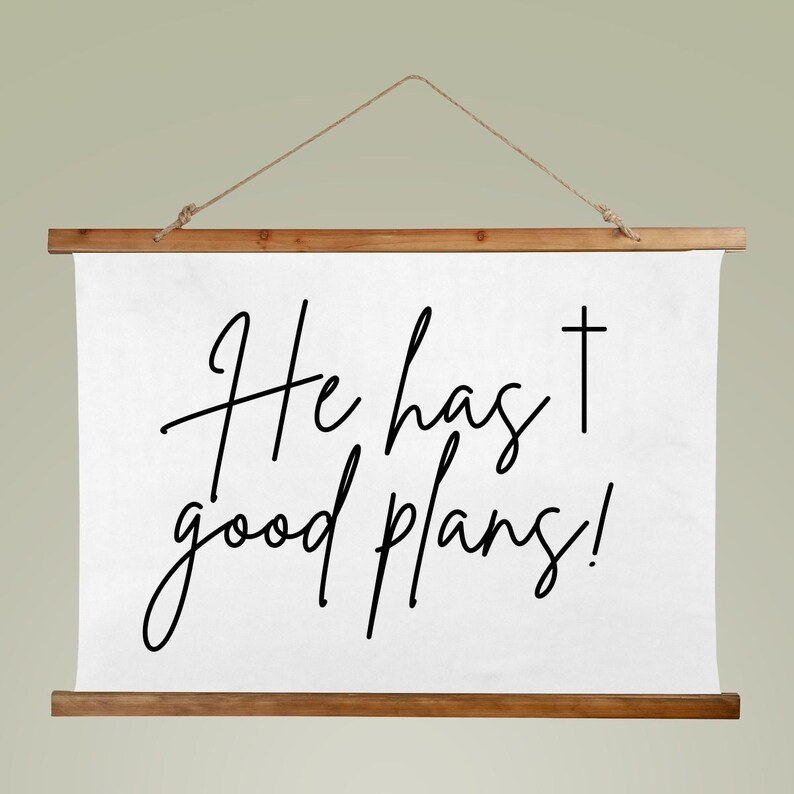 He Has Good Plans Poster, Christian Wood Topped Wall Tapestry, 36x26 ...
