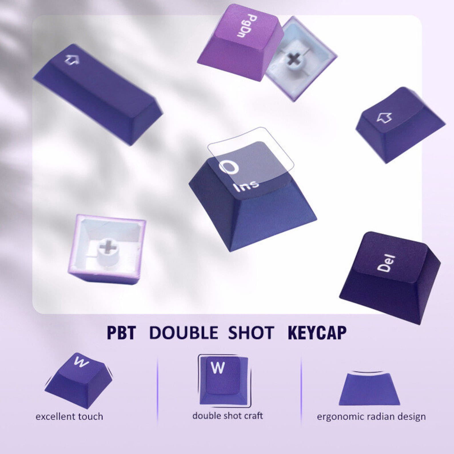 132 Keys PBT Keycaps Cherry Profile Purple Double Shot Key Caps for ...