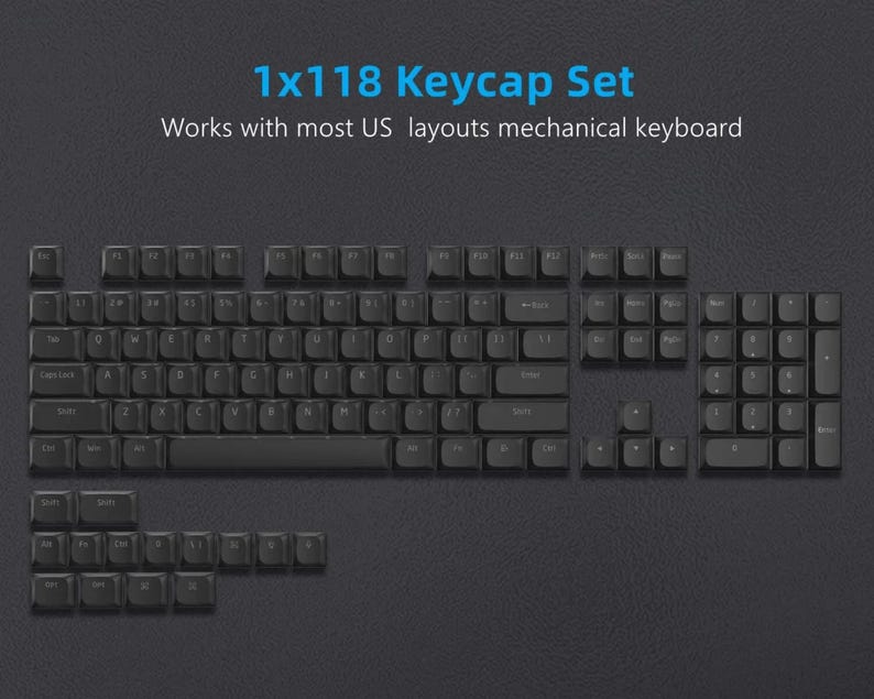 Low Profile PBT Keycaps Set – 118 Custom Shine-through Keycaps for ...
