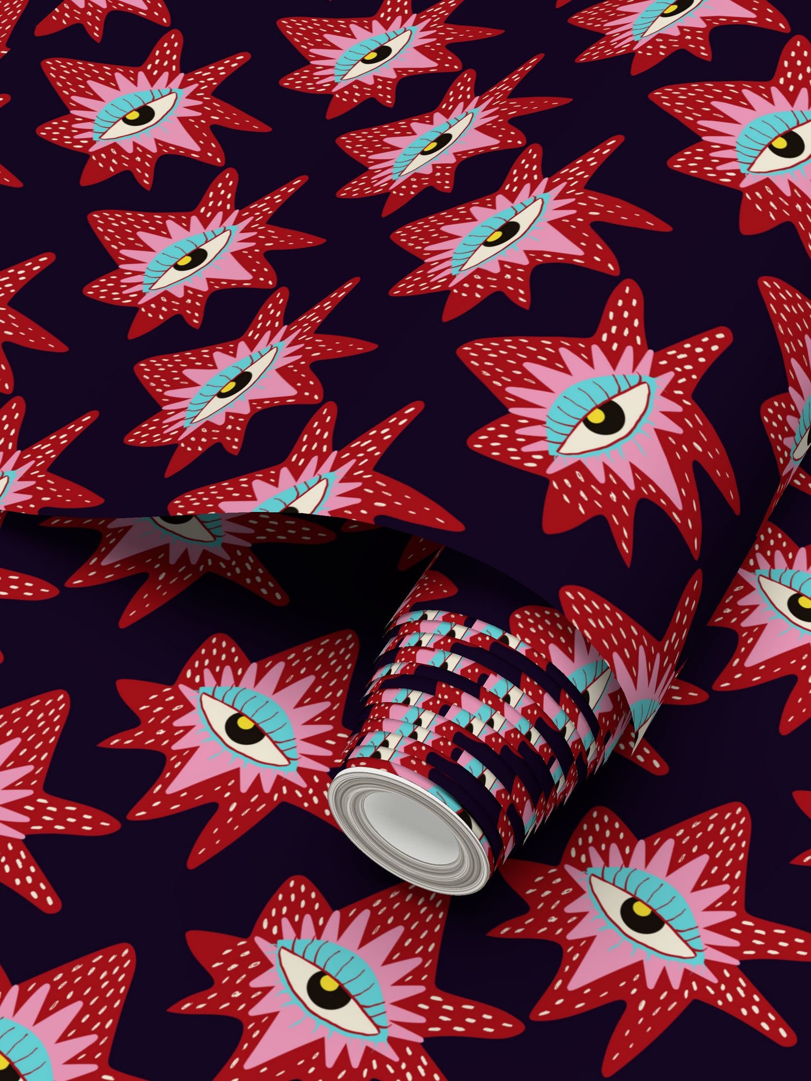 Evil Eye Funky Wallpaper Peel and Stick Traditional Maximalist Home ...