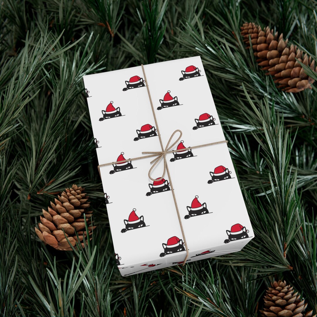 Christmas Cat Gift Wrap, Holiday Hats, Eco Friendly Paper - Etsy