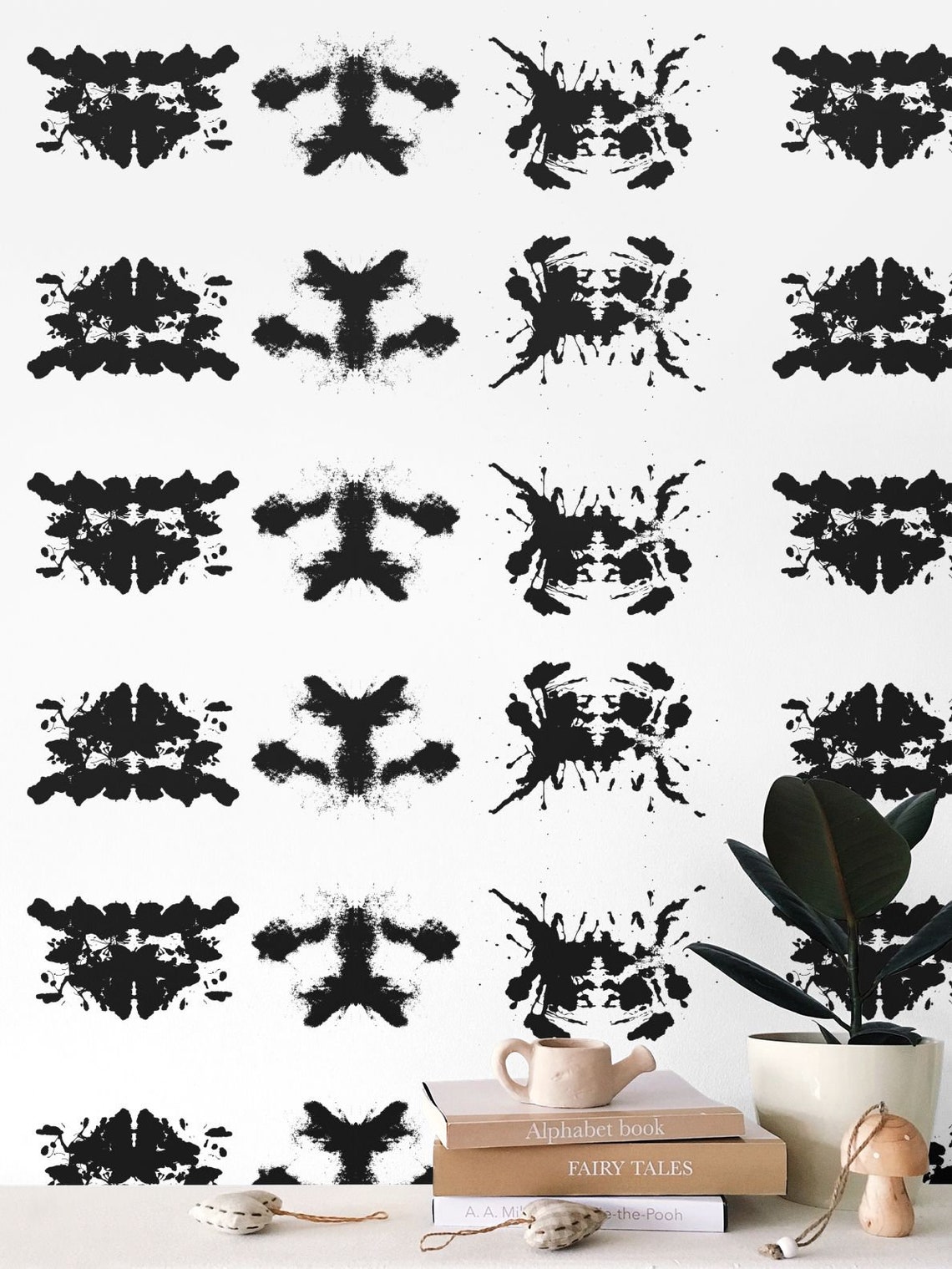 Wallpaper or Wall Mural Inkblot Peel and Stick Funky Weird Home Decor ...