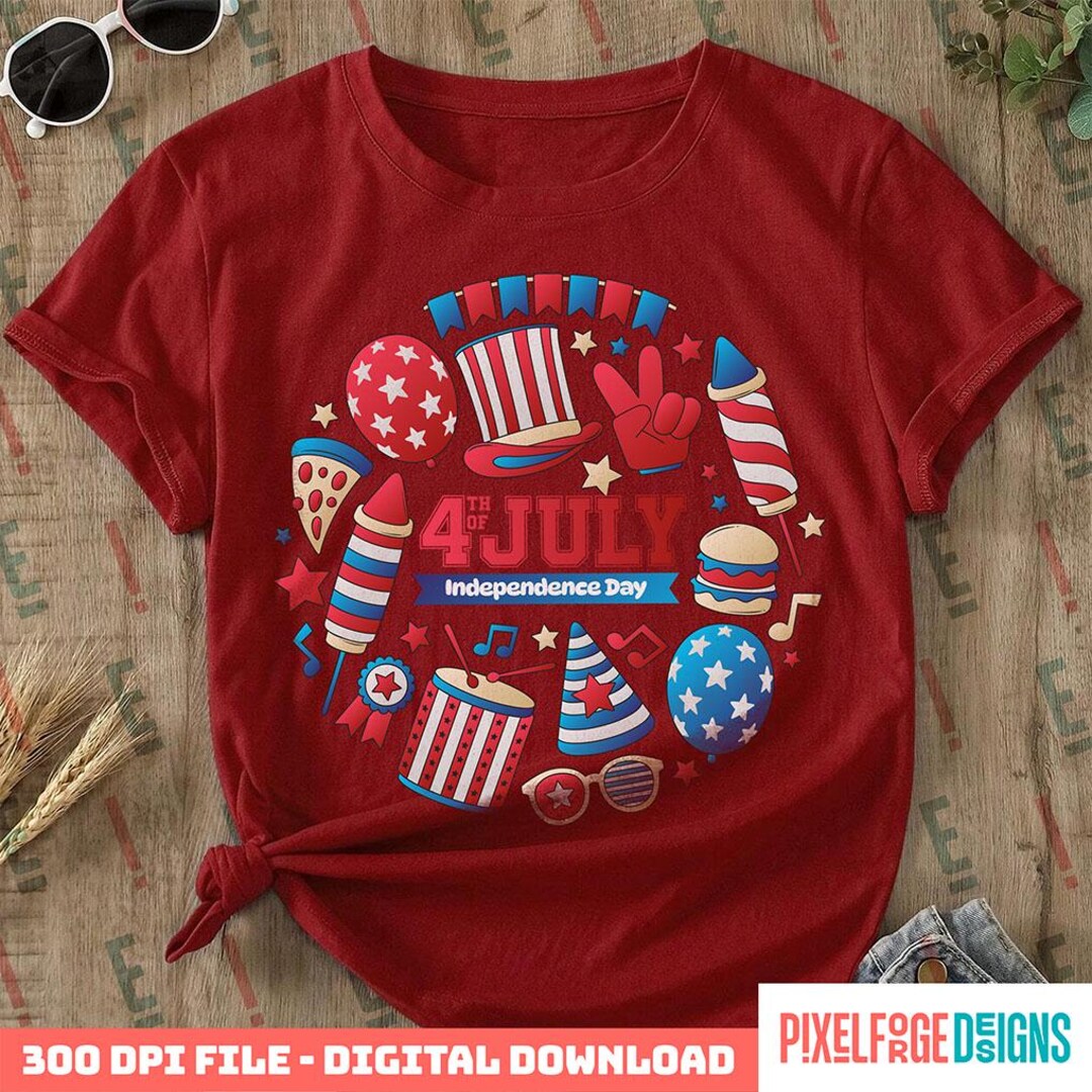 4th of July Circle Png, Patriotic Clipart, USA Food Liberty Design ...