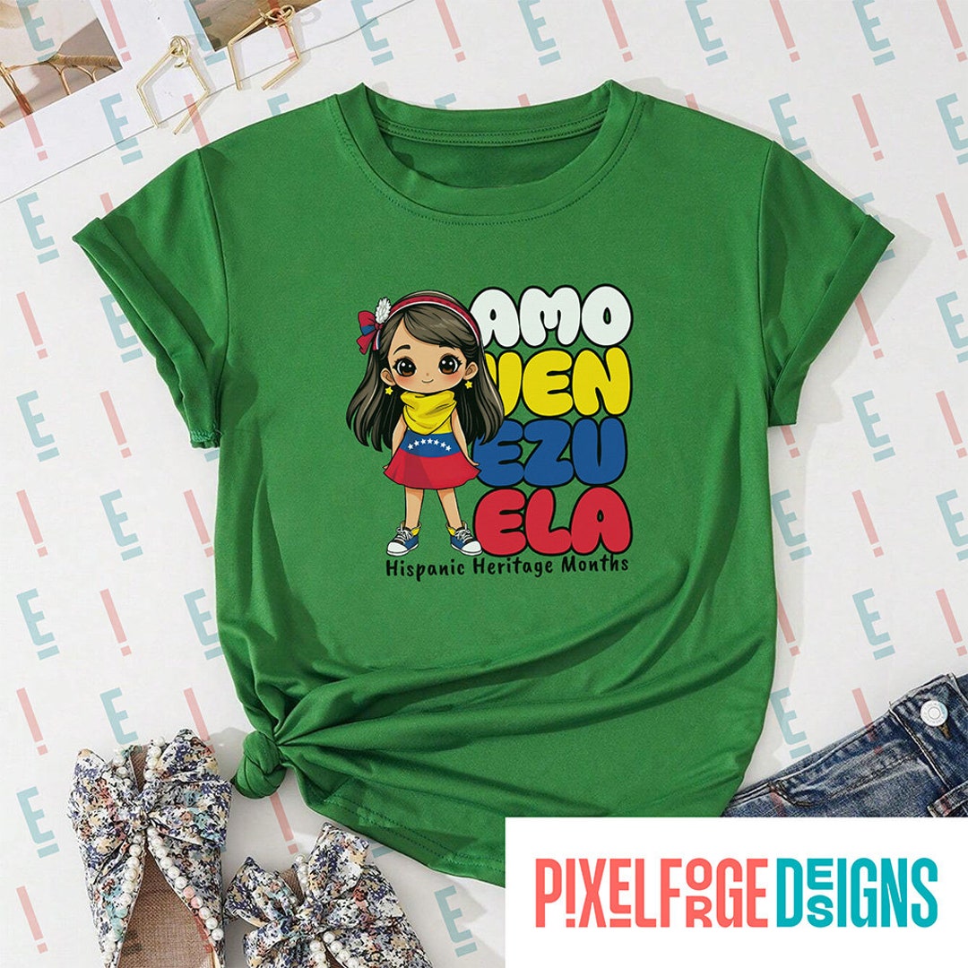 Chibi Cute Venezuelan Girl Design PNG 300 DPI, Amo Venezuela, Hispanic ...