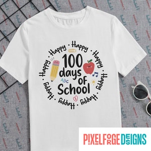100th Day of School Celebration PNG in 300 DPI | Pencil and Apple V3 ...