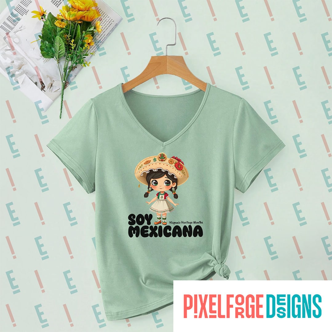 Soy Mexicana, Chibi Cute Mexican Girl Design PNG 300 DPI, Mes De La ...