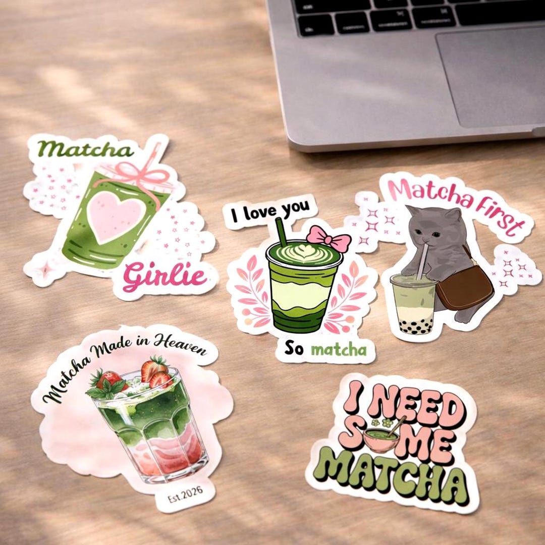 Matcha Sticker Bundle PNG - Aesthetic Matcha Cat Stickers - Funny ...
