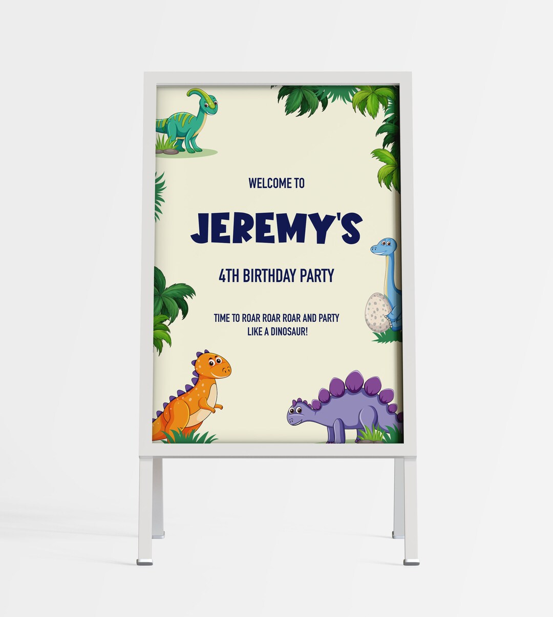 EDITABLE, Dinosaur Birthday Welcome Sign, Dinosaur Set, Any Age ...