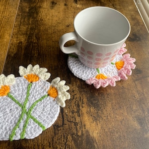 Crochet 3D Daisy Coasters Pattern - Etsy