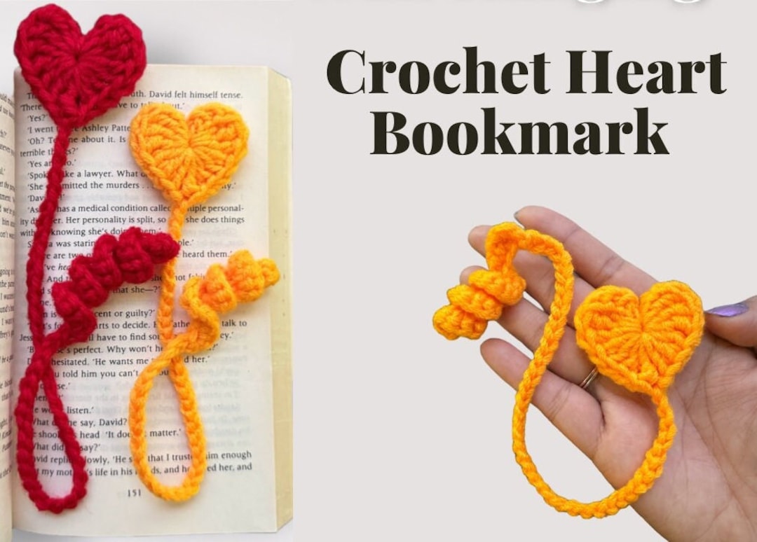 Crochet Heart Bookmark Pattern - Etsy