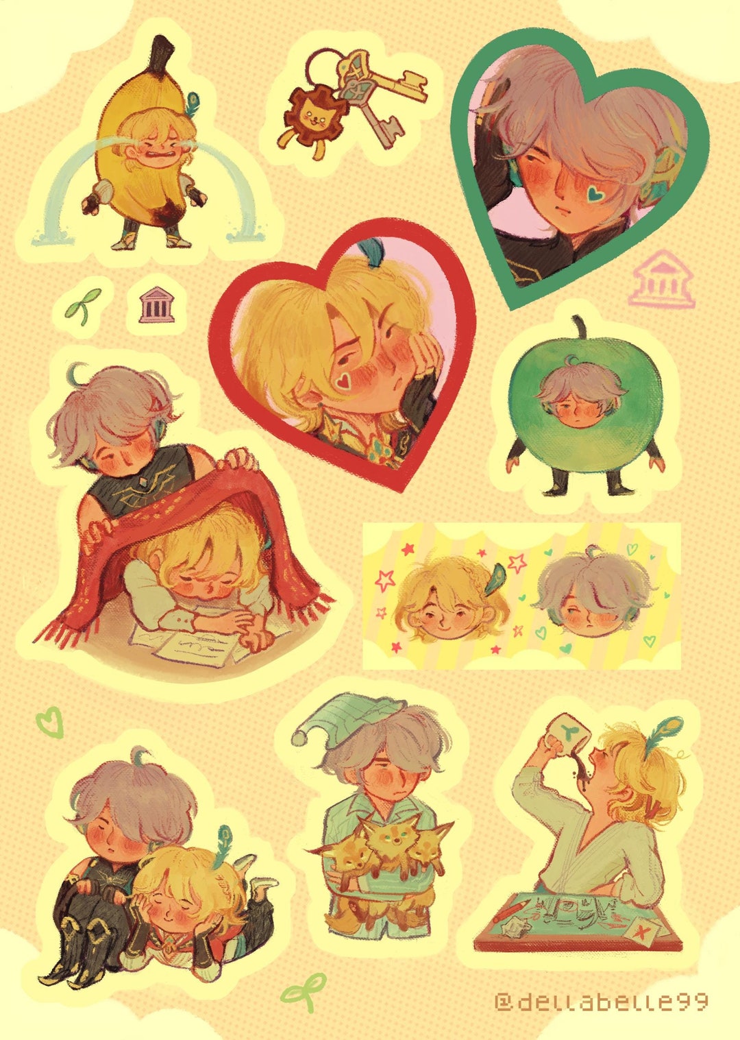 Haikaveh/ Kavehtham Sticker Sheet (kaveh and Alhaitham Genshin Impact ...