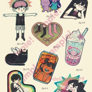 Omori Sticker Sheet- Sentiments & Oddities Vol. 1 and 2 - Etsy
