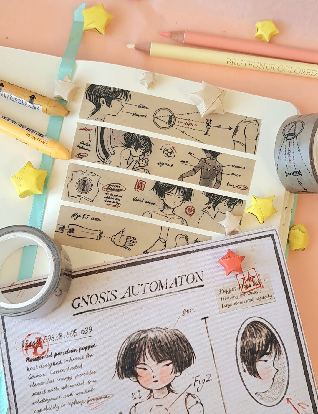 Scaramouche Blueprint Washi Tape and Print (genshin Impact Wanderer ...