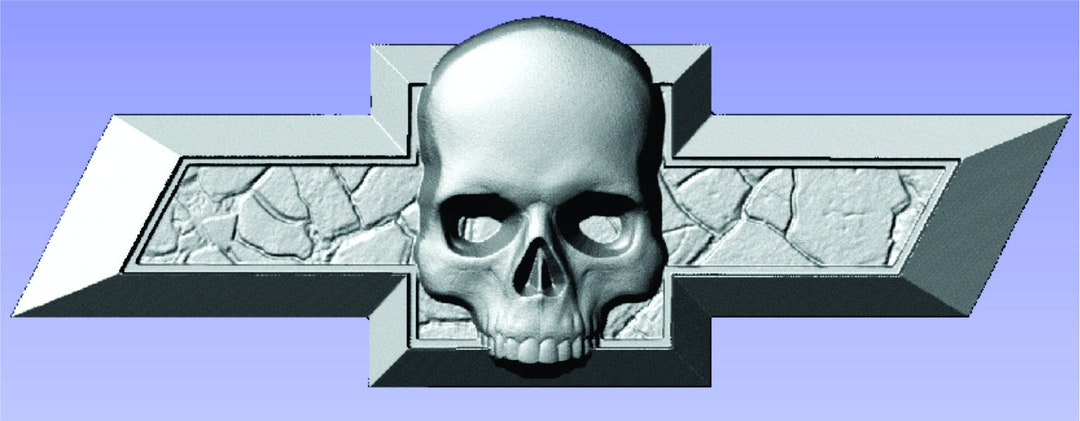 3d Digital Stl of a Full Sized 3d Chevy Bowtie With Skull With a ...