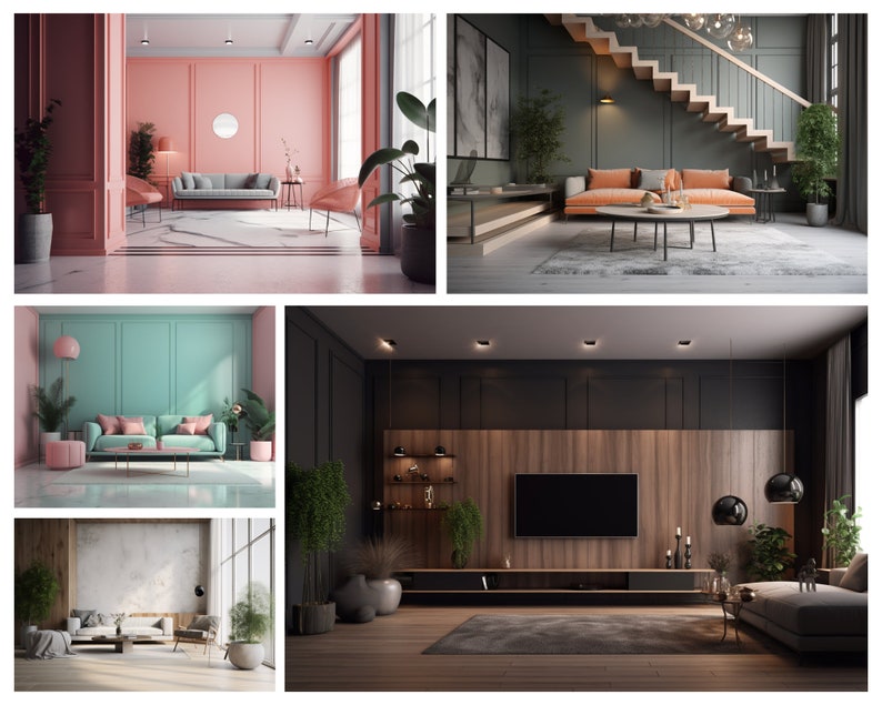 5 MODERN & STYLISH Virtual HOME Backgrounds 1 Instant Download Elevate ...
