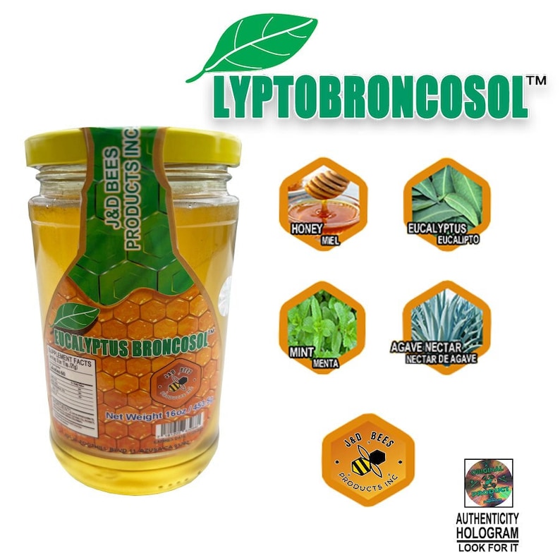 LYPTOBRONCOSOL Honey Syrup With Eucalyptus and Mint Extracts, 16oz ...