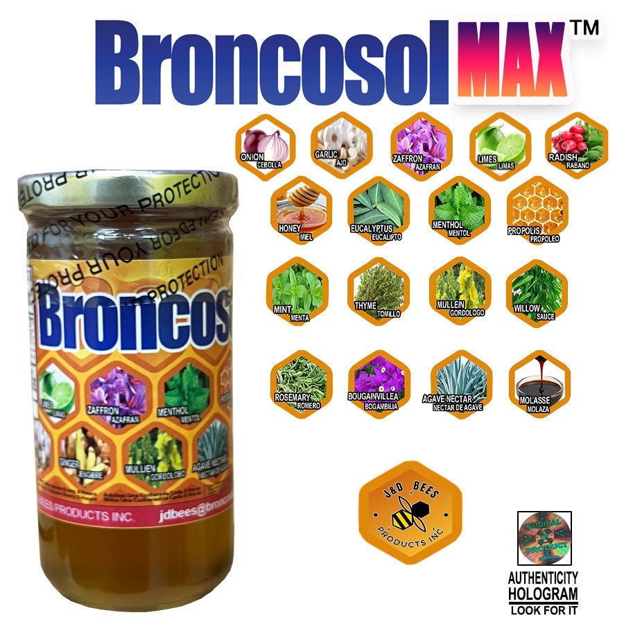 BRONCOSOL MAX Honey Syrup With Zaffon, Eucalyptus, Limes, Ginger ...
