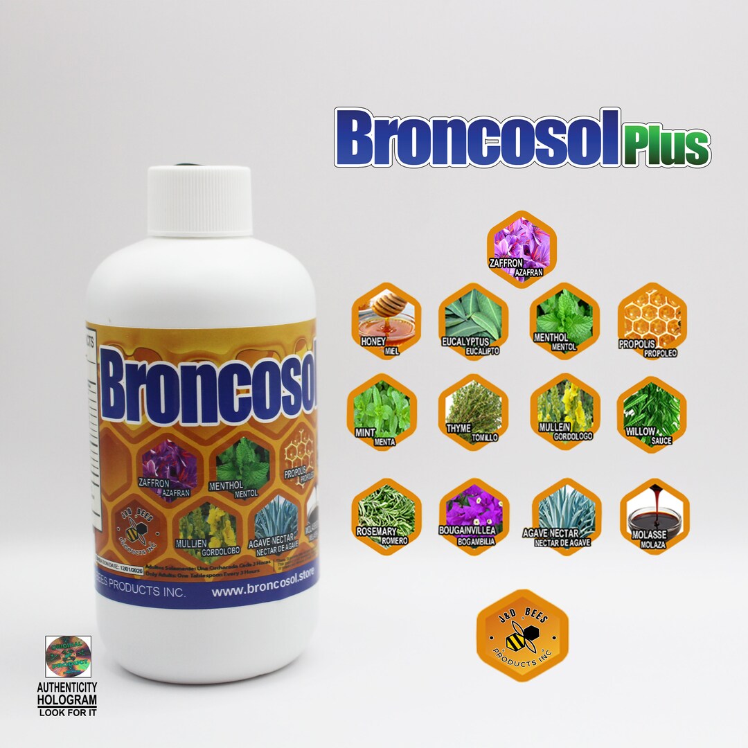 BRONCOSOL PLUS - Honey Syrup With Zaffron, Eucalyptus, Mint and More ...