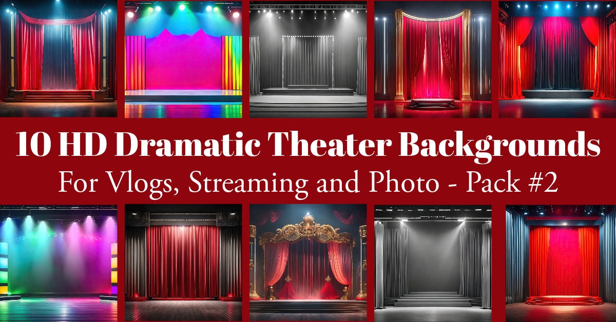Pack 2 High Definition Theater Stage Backdrops HD Dramatic Lights ...
