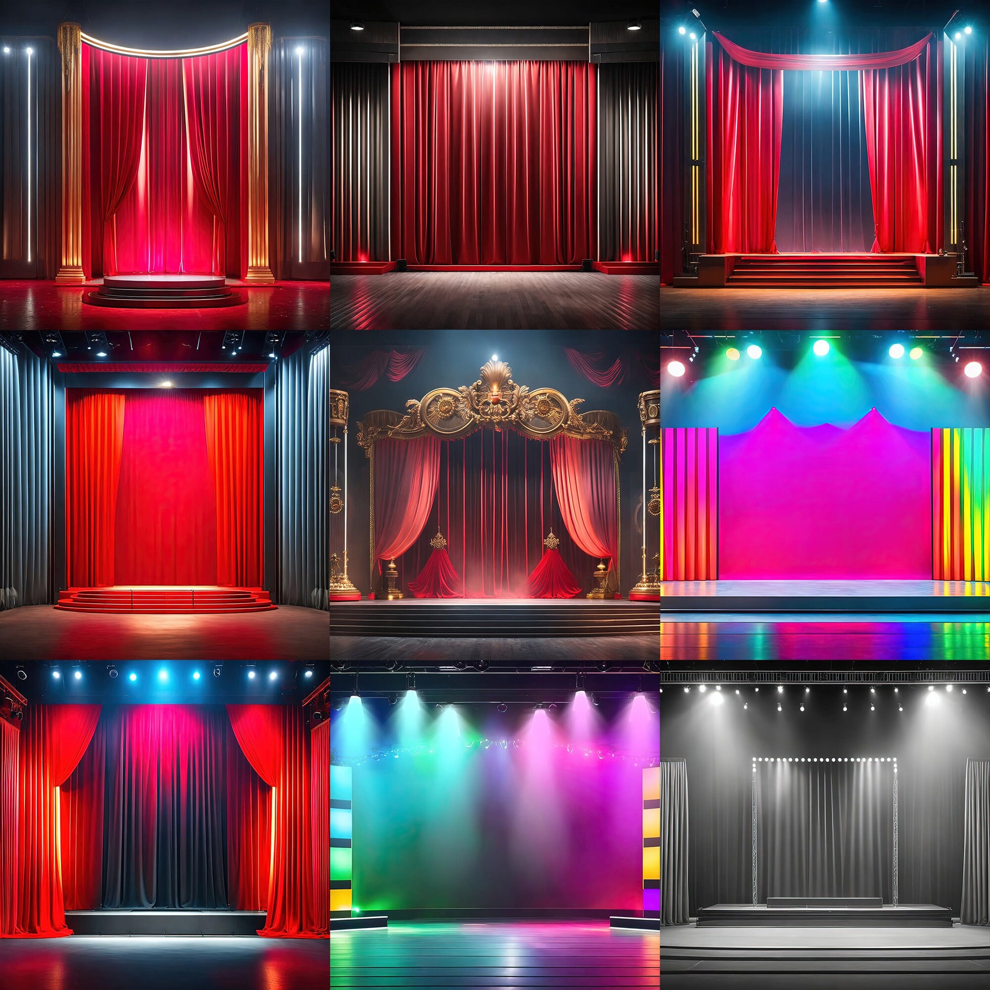 Pack 2 High Definition Theater Stage Backdrops HD Dramatic Lights ...