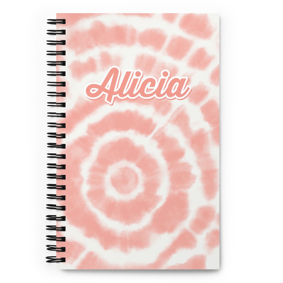 Personalized Peach Tie Dye Spiral Notebook With Your Name Custom ...