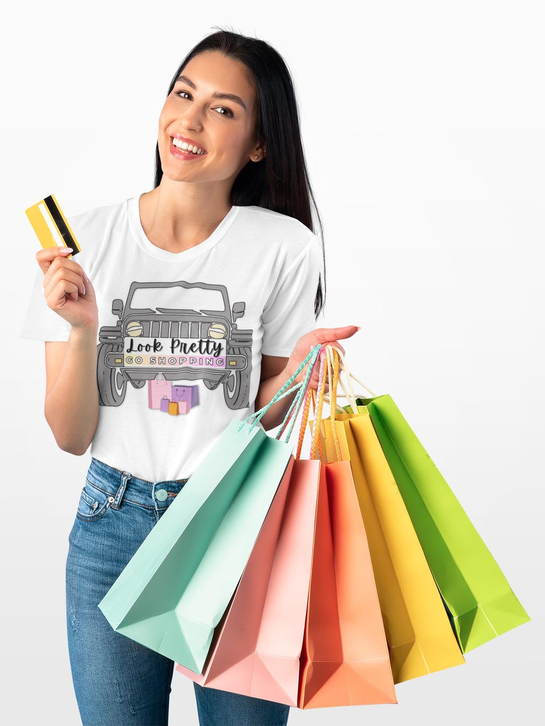 J/p "look Pretty, Go Shopping" Mall Crawler Unisex Softstyle T-shirt ...