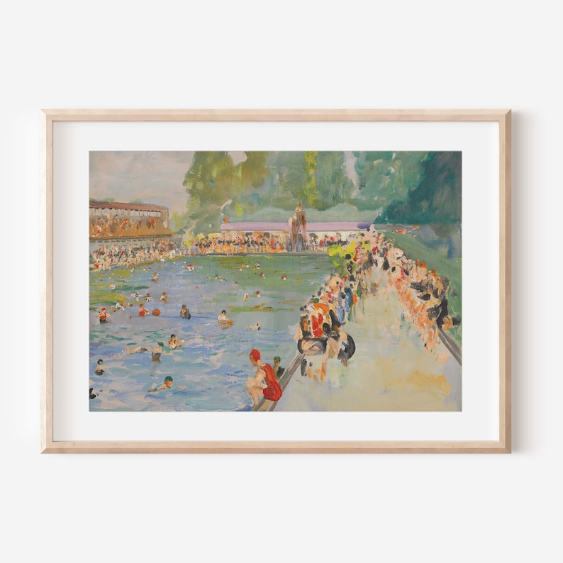 Vintage Swimming Pool Art, Beach Art, Coastal Wall Art, Beach House ...