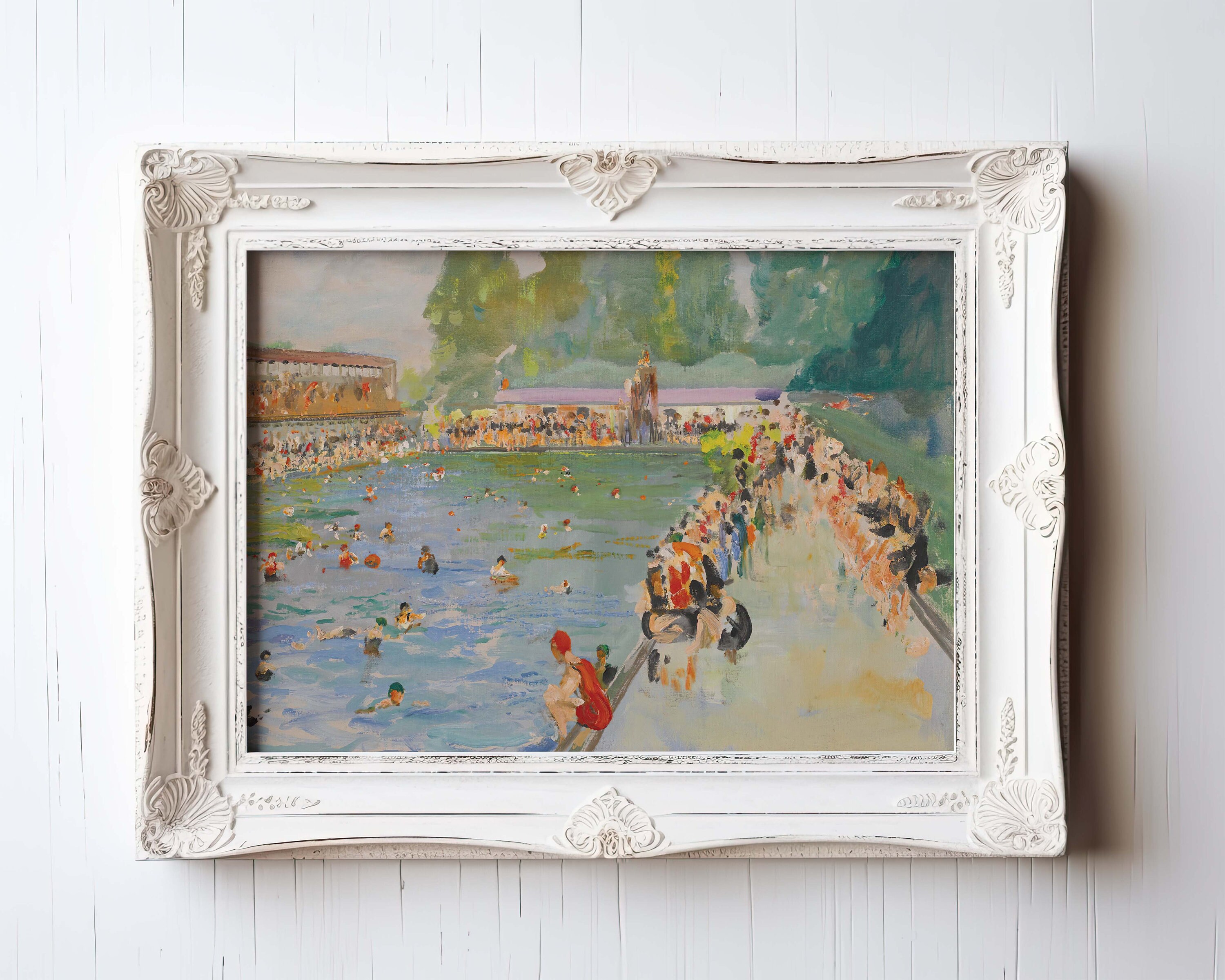 Vintage Swimming Pool Art, Beach Art, Coastal Wall Art, Beach House ...