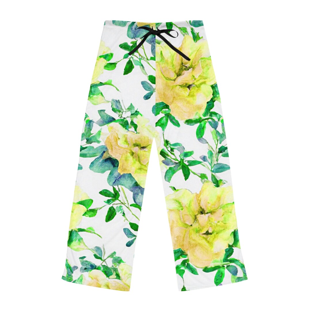Women's Yellow Floral Pajama Pants - Etsy