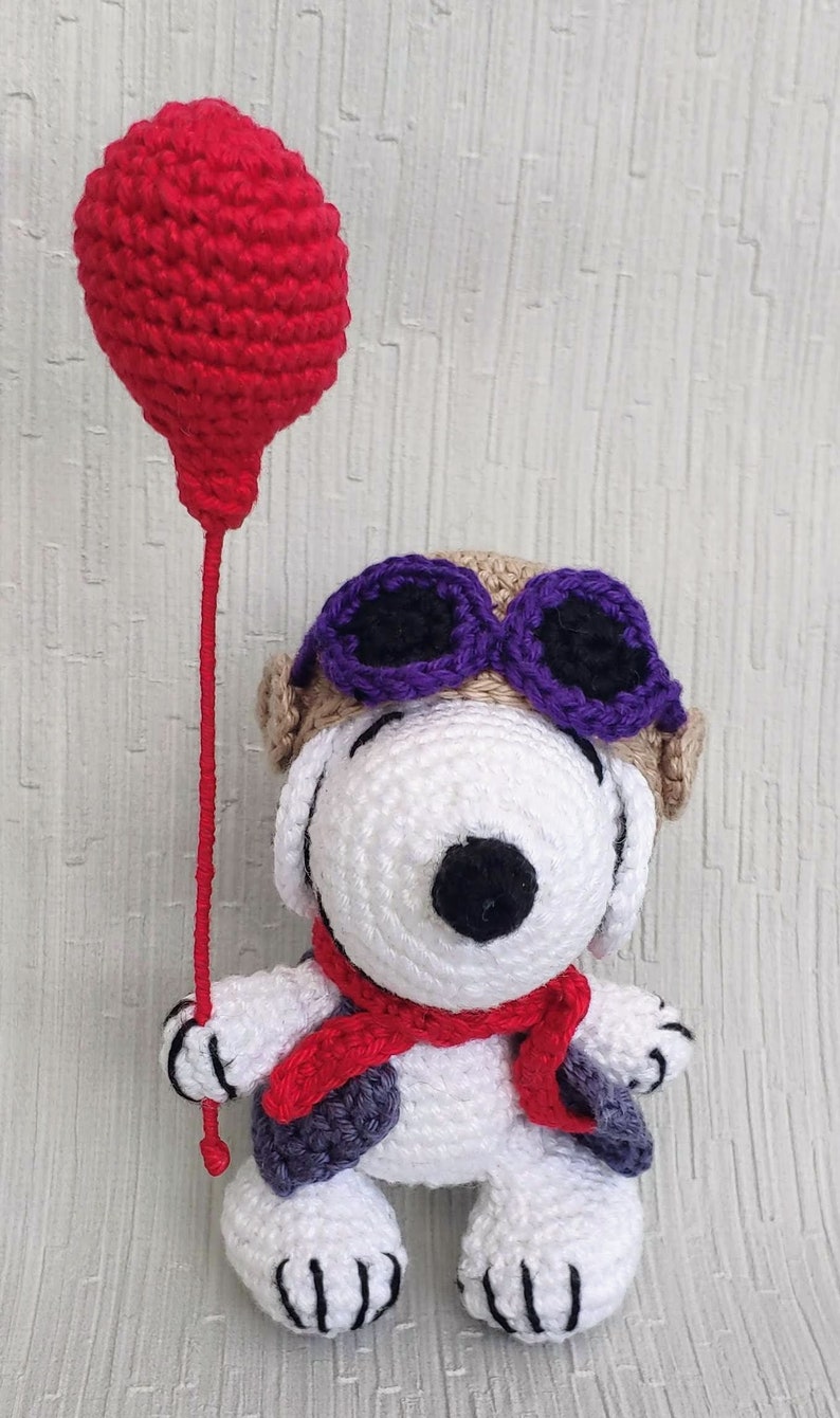 Snoopy Disguises Himself as an Aviator. the Peanuts. Handmade Crochet ...