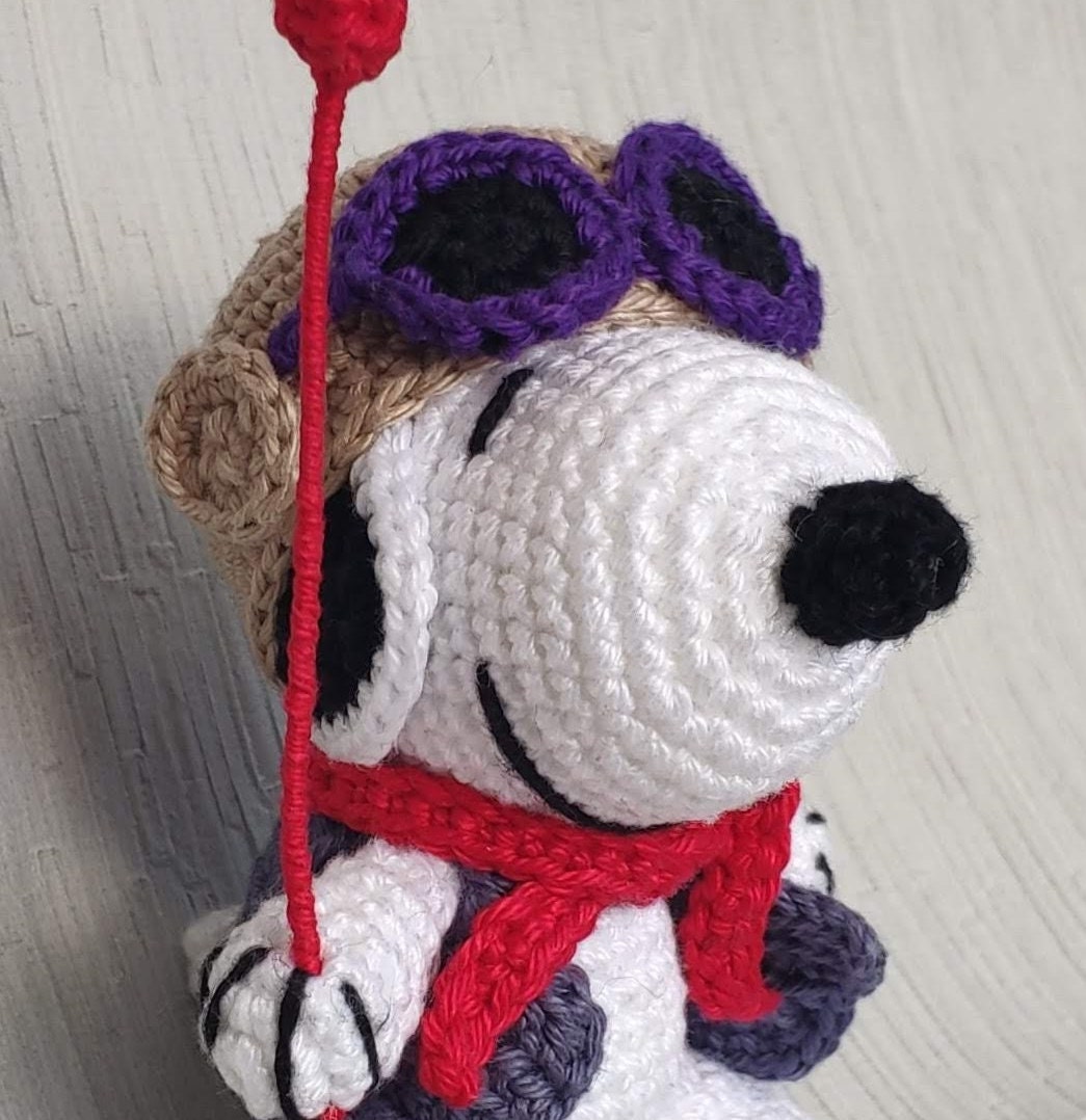Snoopy Disguises Himself as an Aviator. the Peanuts. Handmade Crochet ...
