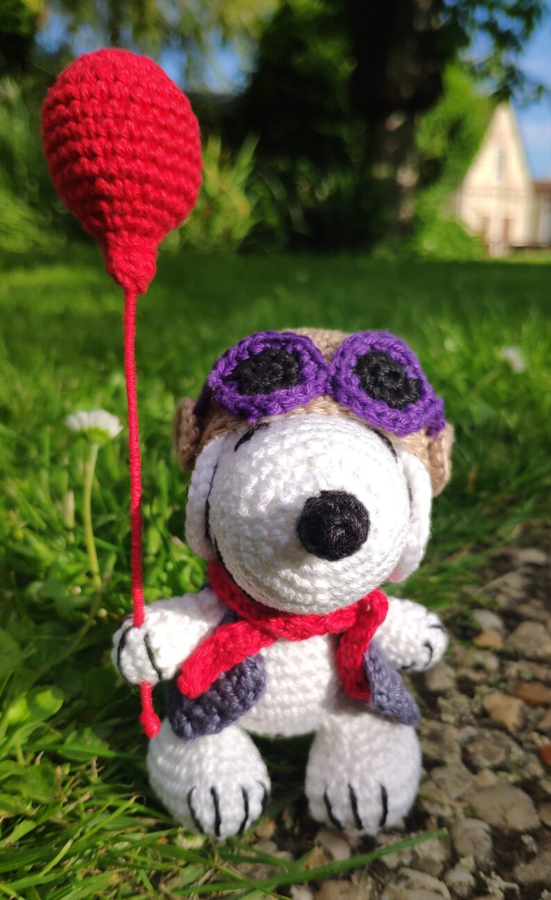 Snoopy Disguises Himself as an Aviator. the Peanuts. Handmade Crochet ...