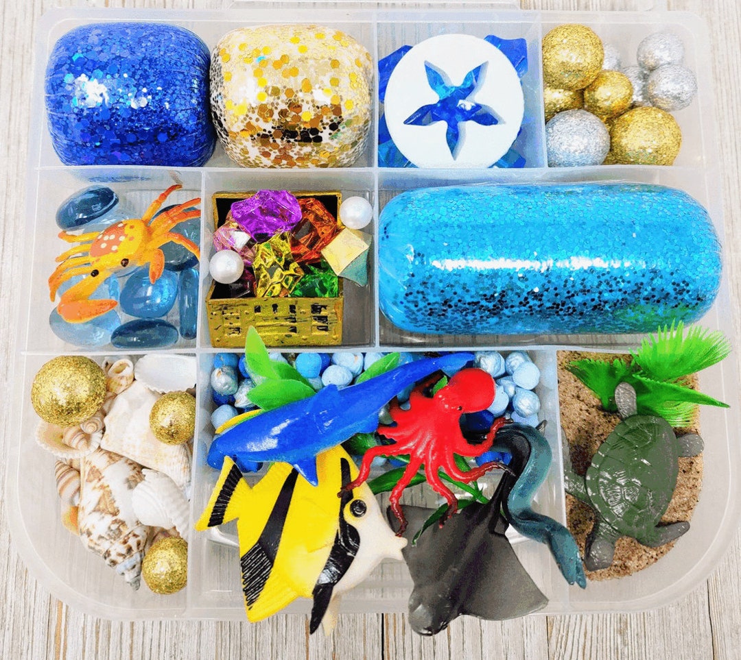 Ocean Play Dough Kit, Beach Playdough Kit, Ocean Sensory Kit, Kids Gift, Sensory Box,beach ...