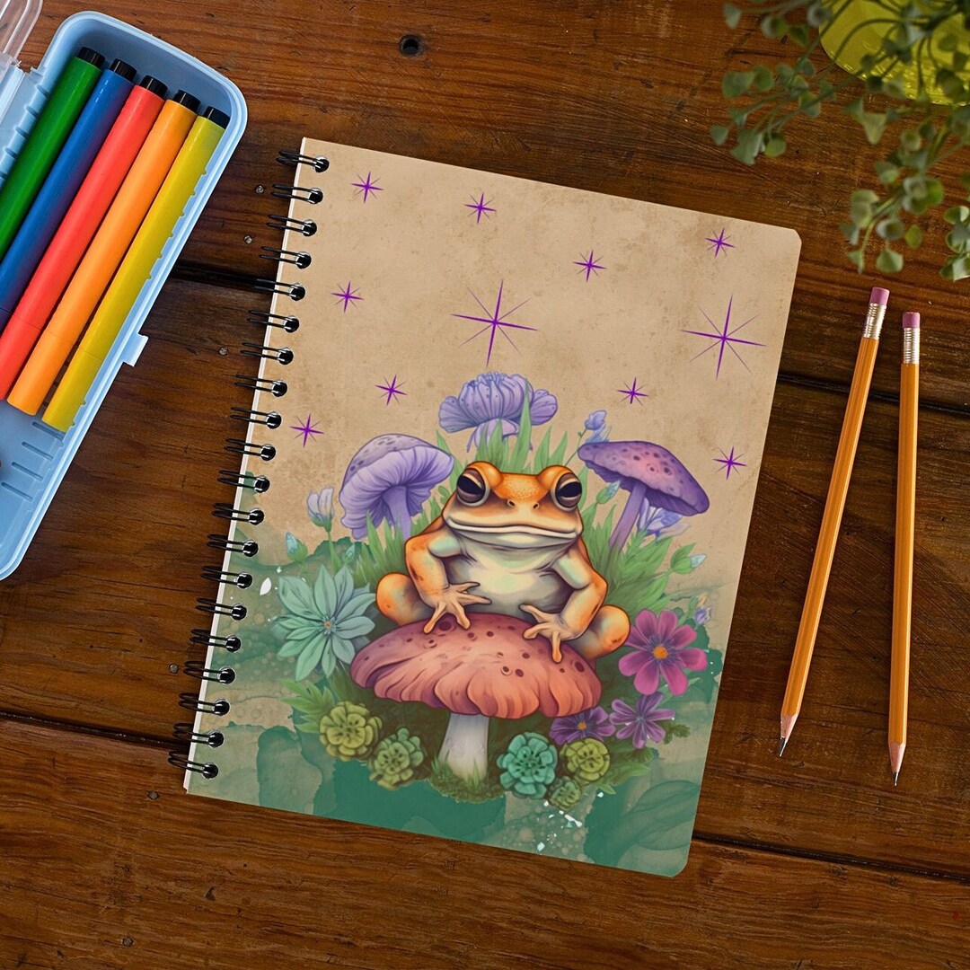 Mystical Frog and Mushroom Notebook Spiral Frog and Mushrooms - Etsy