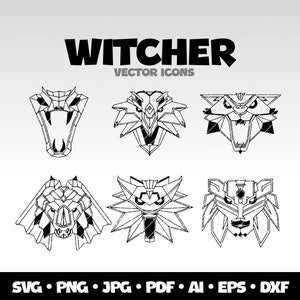 Witcher Svg Bundle Pack Witcher Vector Png White Wolf Svg Witcher Logo ...