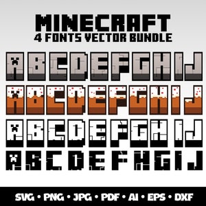 Minecraft 4 Fonts Svg Bundle Minecraft Alphabet Printable Minecraft ...