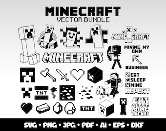 Minecraft Blocks Bundle Vector Gaming Clipart Digital Minecraft Creeper ...