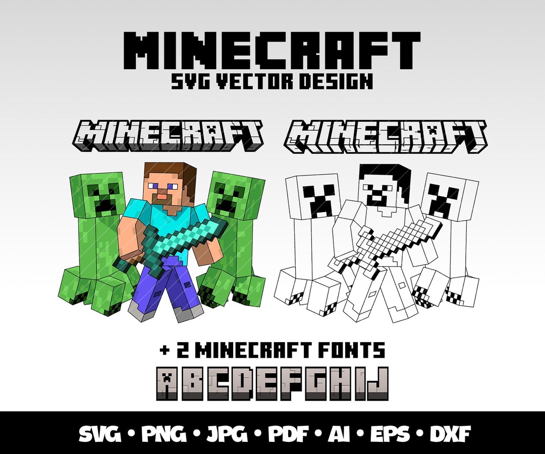 Minecraft Creeper Gamer Shirt Minecraft Font Bundle Layered Cricut ...